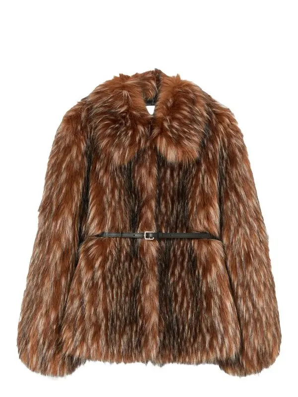 Marina Rinaldi Fluffy Textured Coat - Camel