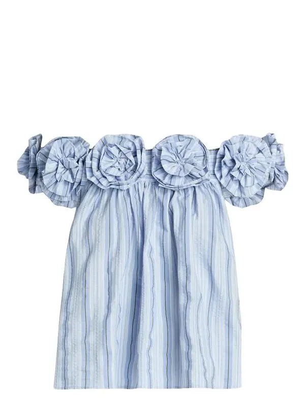 Cinq À Sept Kelsey Off-the-shoulder Striped Top - Blue Multi