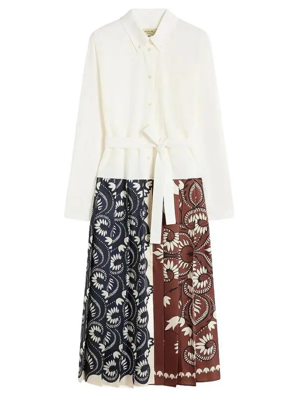 Max Mara Printed Cotton And Twill Shirt Dress - White Multi