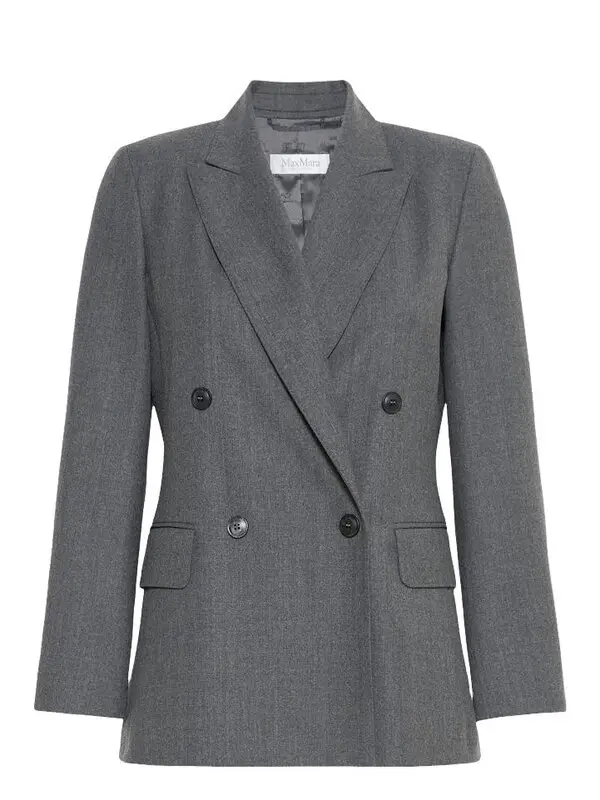 Max Mara Double Breasted Wool Flannel Blazer - Medium Grey