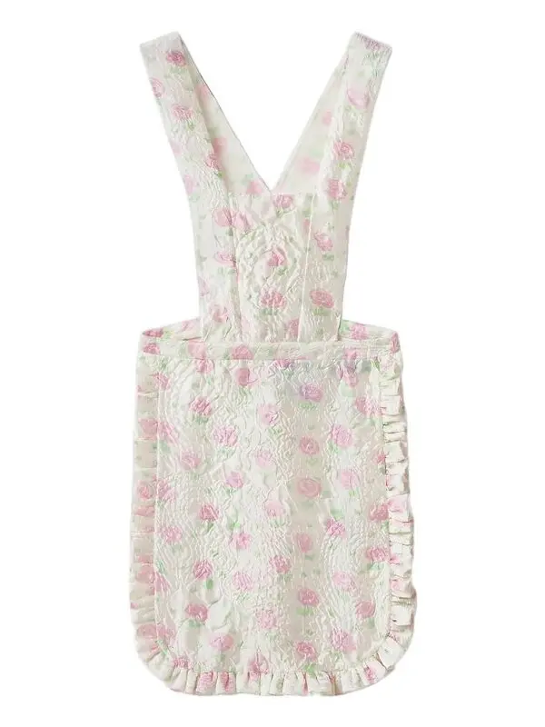 Miu Miu Floral Cloqué Apron - White