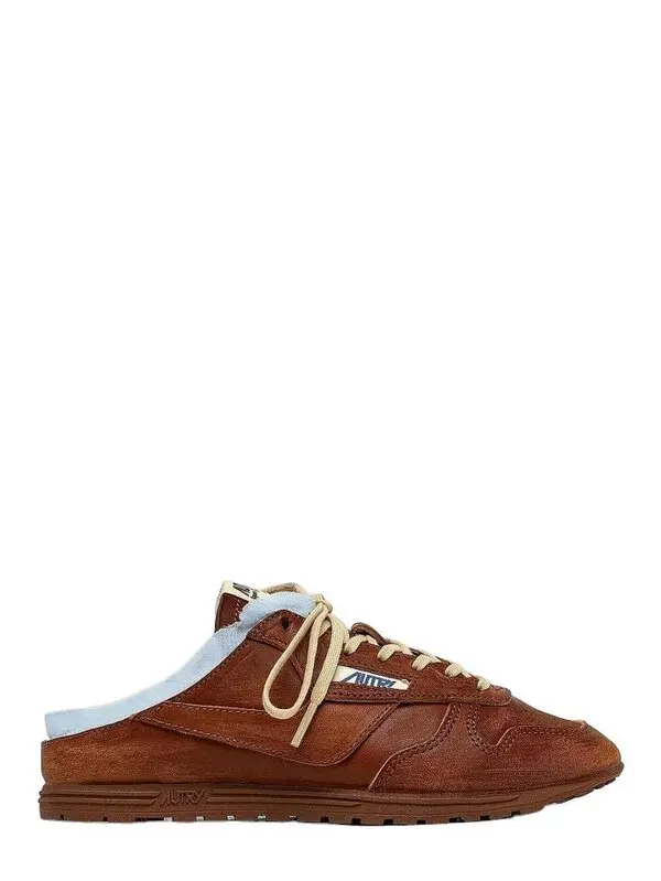 AUTRY The Windspin Raw-edge Leather Sneaker Mules - Brown