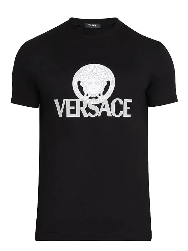 Versace Medusa Logo Cotton Crewneck T-shirt - Black