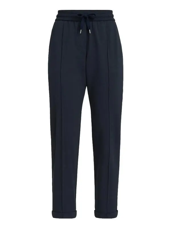 Brunello Cucinelli Stretch Cotton Lightweight French Terry Track Trousers - Blue