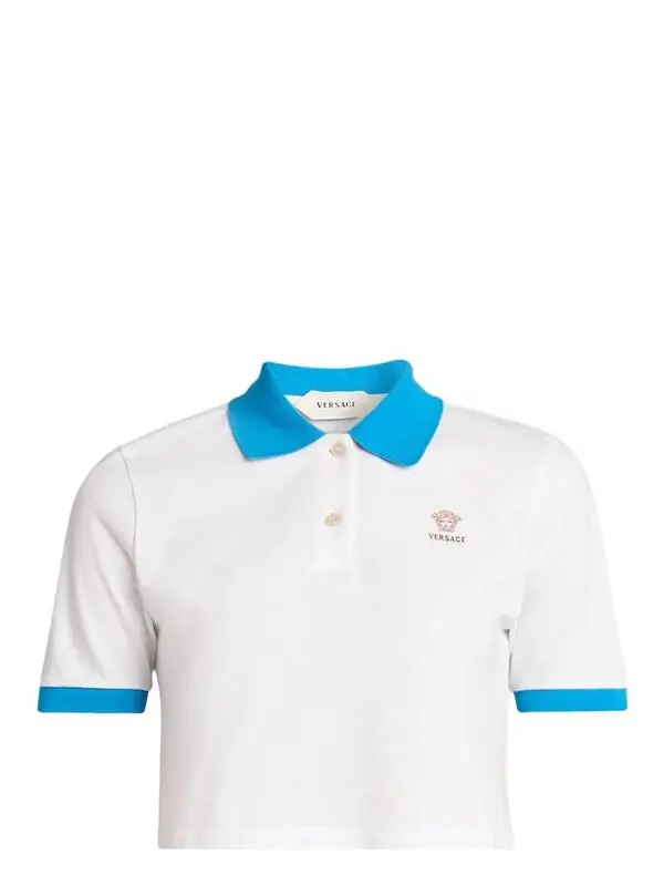 Versace Medusa Pique Crop Polo Top - Multi Color