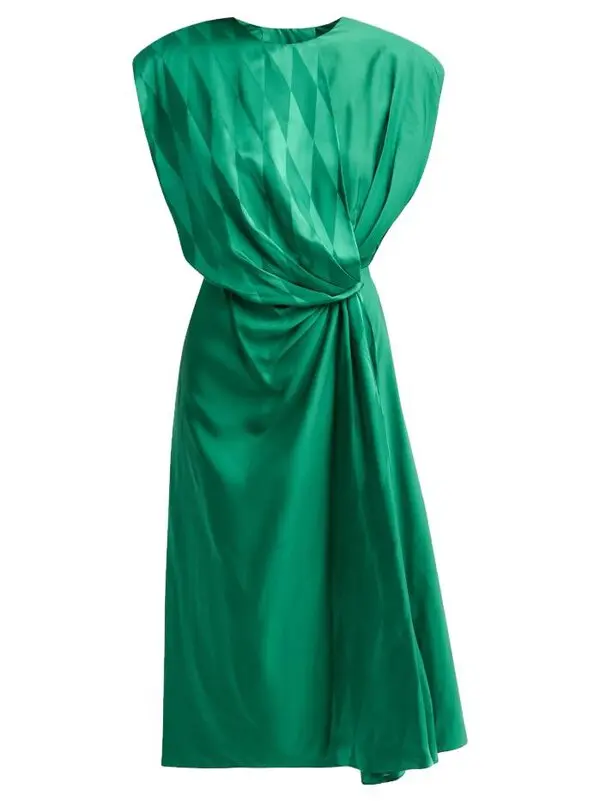 Versace Silk-blend Draped Midi Dress - Emerald