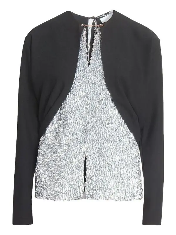Rabanne Metallic Crepe Blouse - Black