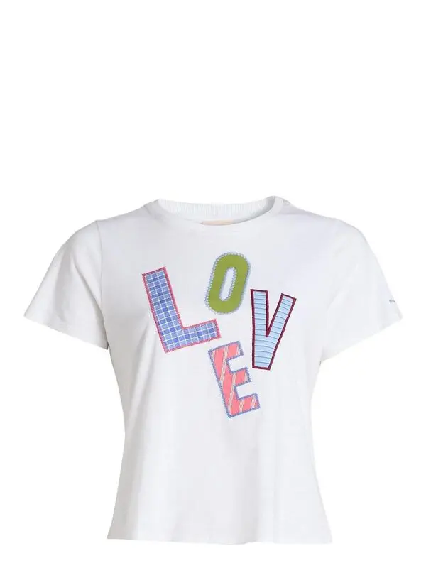 Cinq À Sept Love Collage Patch Shrunken T-shirt - White Multi