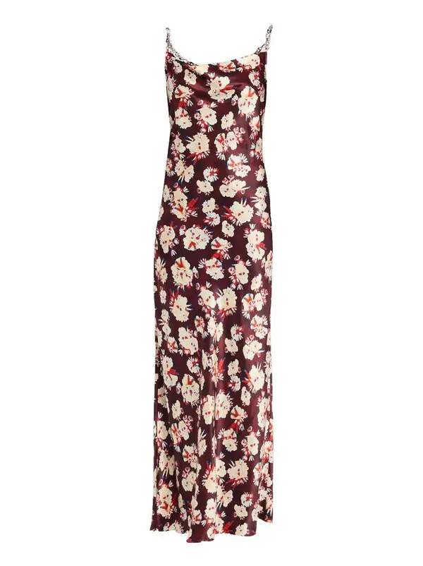 Rabanne Printed Silk Maxi Slipdress - Purple