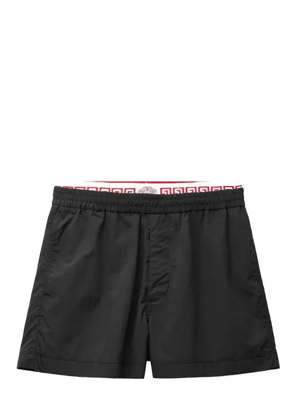 Versace Logo Band Wrinkle-effect Shorts - Black