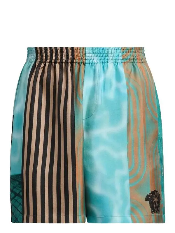 Versace Floating Printed Silk Twill Shorts - Multicolor