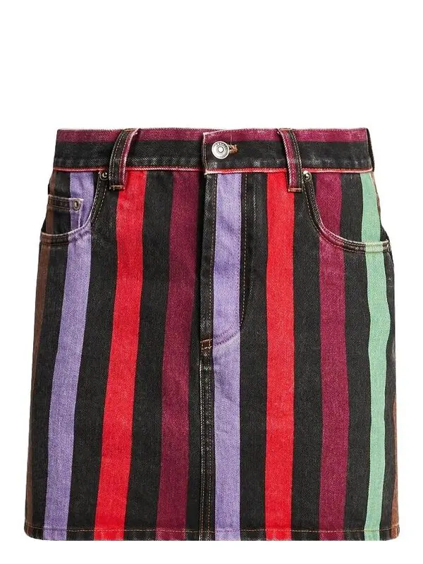 Versace La Vacanza Striped Rigid Denim Miniskirt - Multicolor