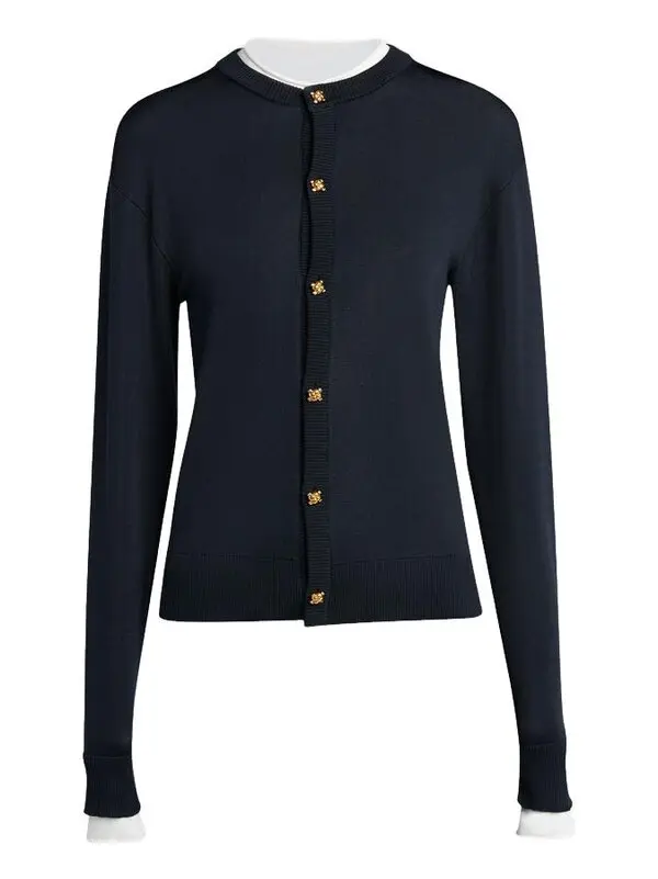 Bottega Veneta Lightweight Silk-blend Cardigan - Midnight Blue Chalk