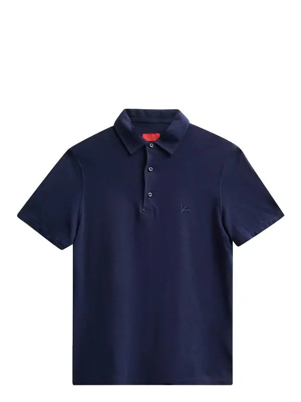 Isaia Cotton Piqué Polo Shirt - Navy