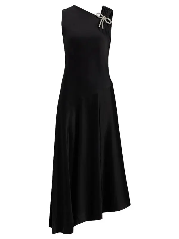 JIL SANDER Crystal Bow Bias-cut Midi-dress - Black