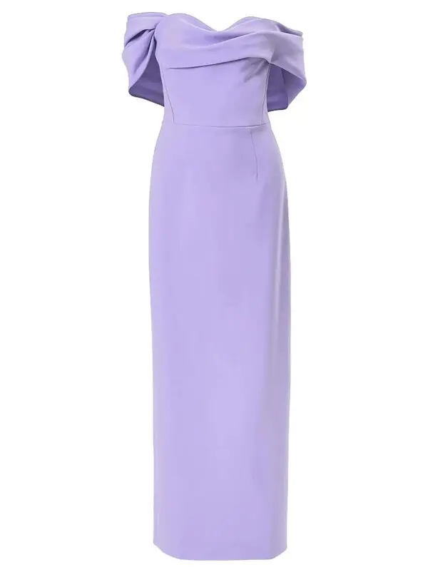 Carolina Herrera Draped Off-the-shoulder Column Gown - Violeta