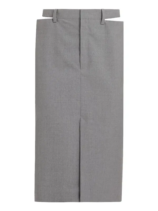 JIL SANDER Cut-out Wool Pencil Skirt - Shadow