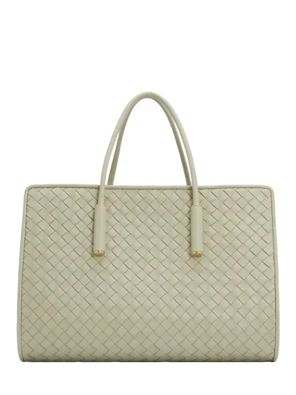 Bottega Veneta Barbara Intrecciato-leather Tote Bag - Travertine Brass