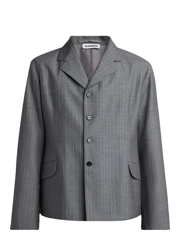 JIL SANDER Pinstripe Check Wool Jacket - Koala