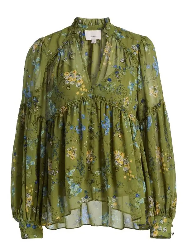 Cinq À Sept Windswept Floral Edeline Top - Iguana Multi
