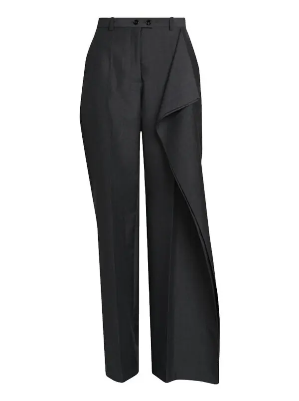 JIL SANDER Asymmetric Ruffle Wool-mohair Trousers - Fog