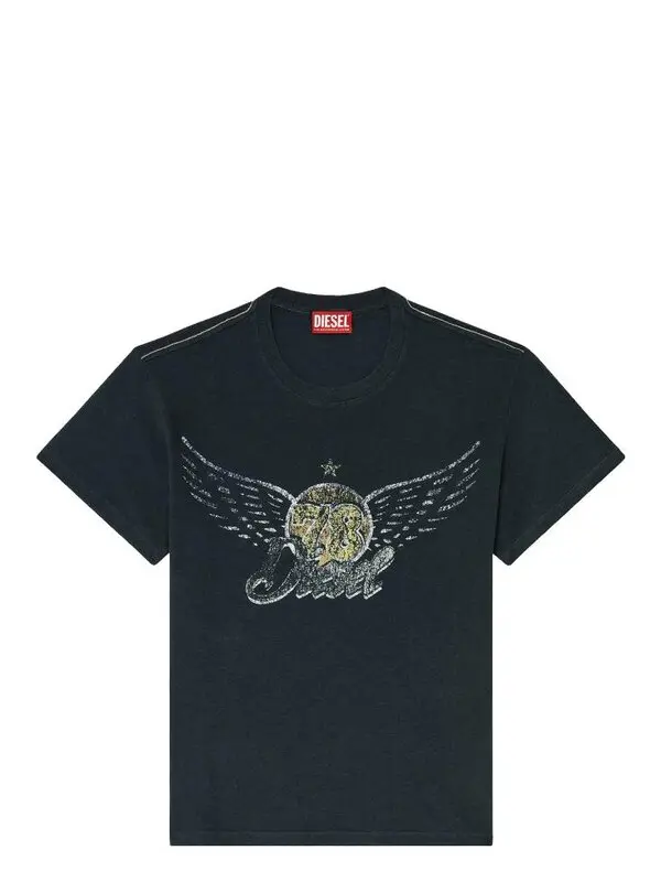 DIESEL® Gerio Cotton-blend Crewneck T-shirt - Black