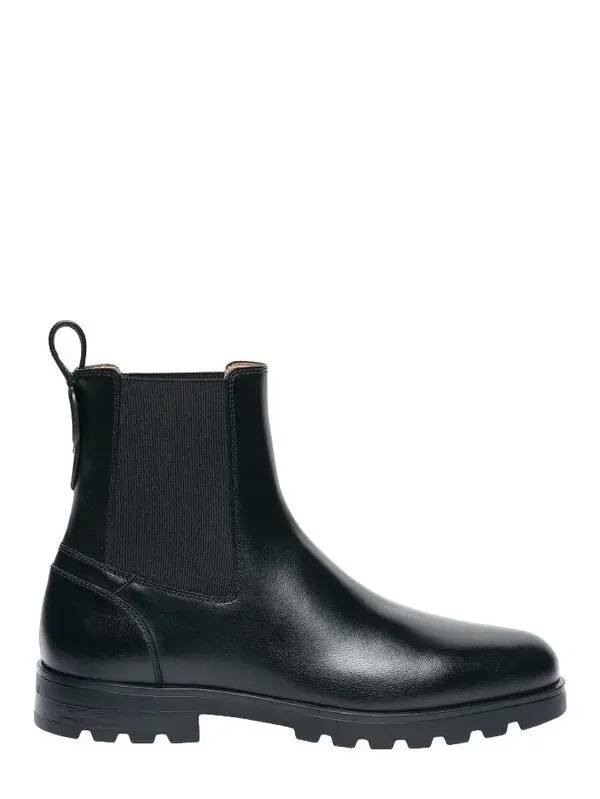 Santoni Jean Leather Chelsea Booties - Black
