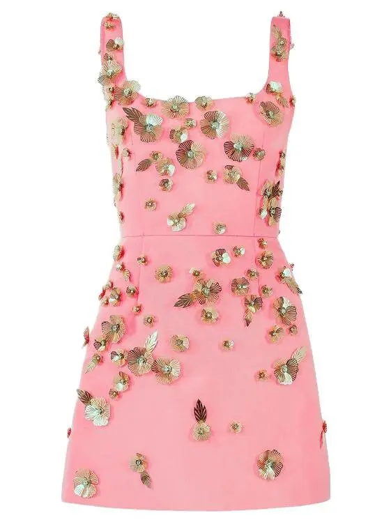 Carolina Herrera Floral Embellished Thin-strap Silk Minidress - Sunset Multi