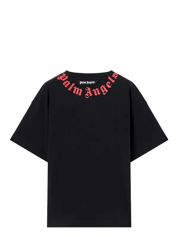 Palm Angels Logo Crewneck Cotton T-shirt - Black Red