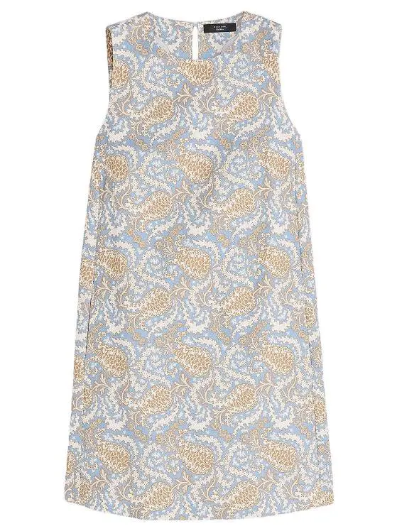 Max Mara Printed Cotton Basketweave A-line Dress - Light Blue