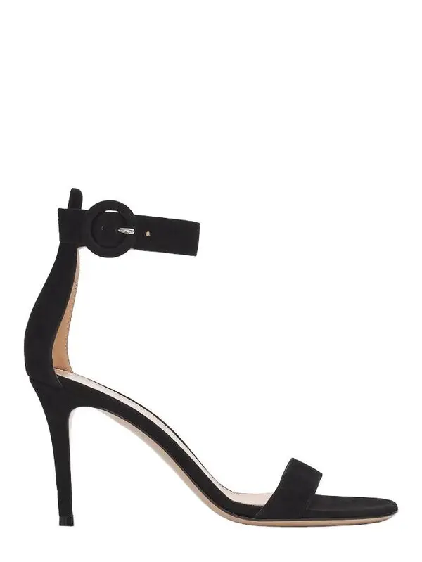 GIANVITO ROSSI Portofino 85mm Suede Sandals - Nero Black