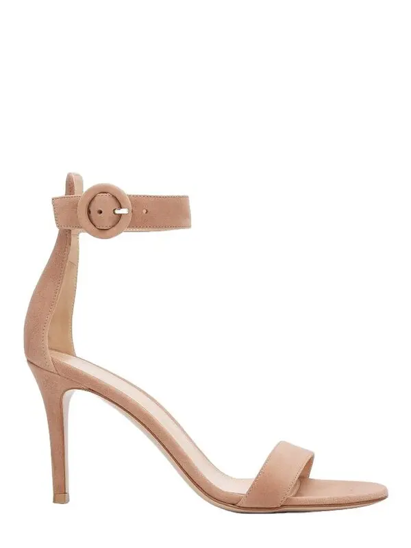 GIANVITO ROSSI Portofino 85mm Suede Sandals - Praline