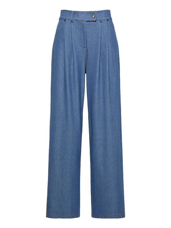 Max Mara Denim Effect Jersey Loose Fit Trousers - Avio