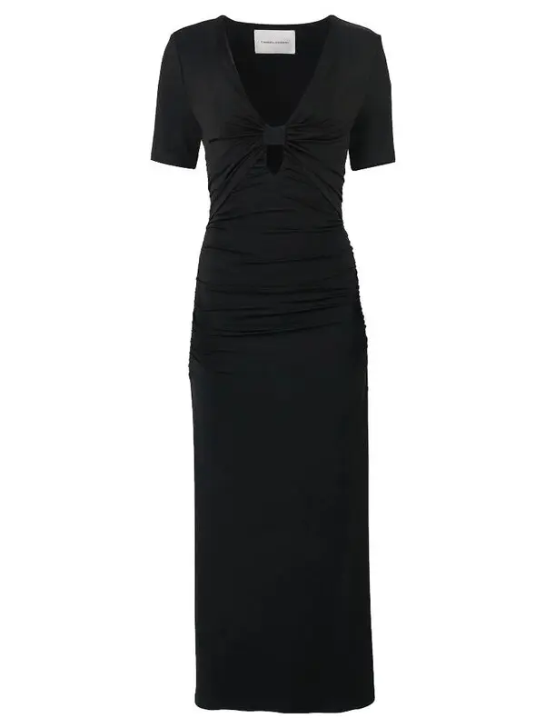 Carolina Herrera Ruched Jersey Cut-out Body-con Maxi Dress - Black