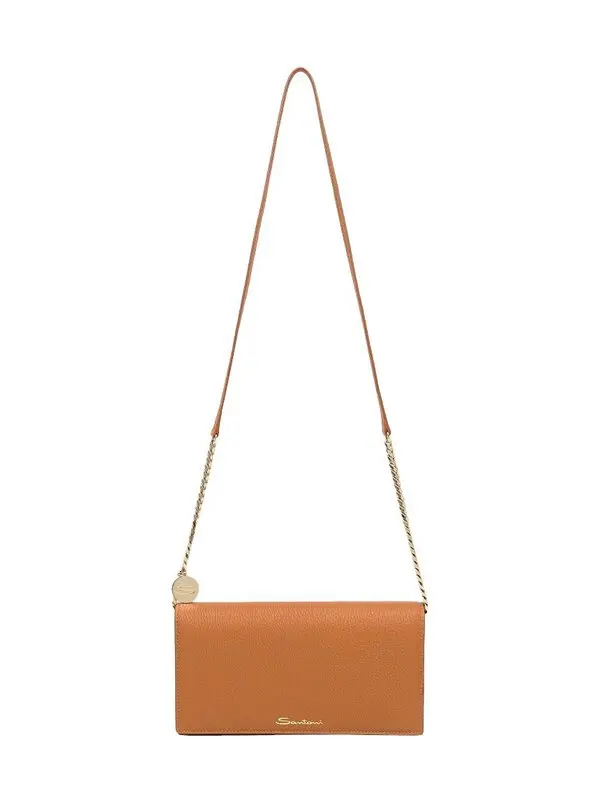 Santoni Leather Wallet-on-chain Crossbody Bag - Light Brown