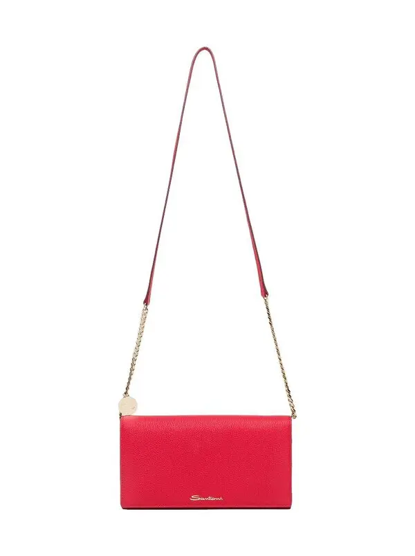 Santoni Leather Wallet-on-chain Crossbody Bag - Red