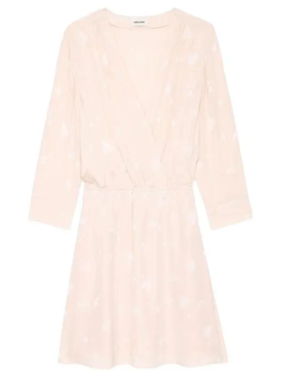 Zadig&Voltaire Rucas Flash Heart Jacquard Silk Minidress - Pearly
