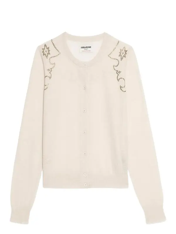 Zadig&Voltaire Missya Rhinestone Cashmere Cardigan - Ecru