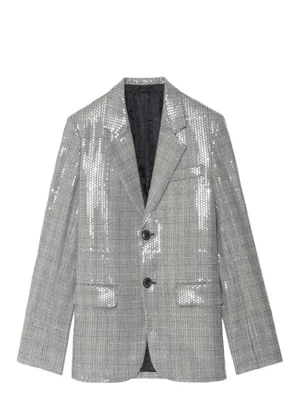 Zadig&Voltaire Vanille Car Sequined Plaid Blazer - Black