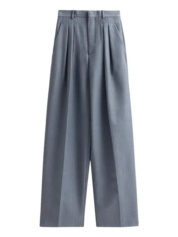 Bottega Veneta Stripe Wool-mohair Pleated Trousers - Blue Grey
