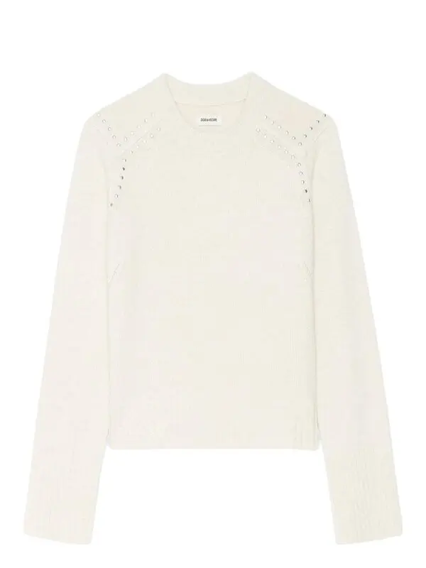 Zadig&Voltaire Nalty Studded Wool-cashmere Crewneck Sweater - Ecru