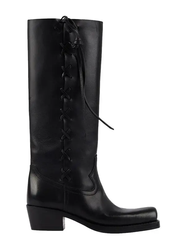 Paris Texas Roxanne 45mm Lace-up Detail Leather Boots - Black