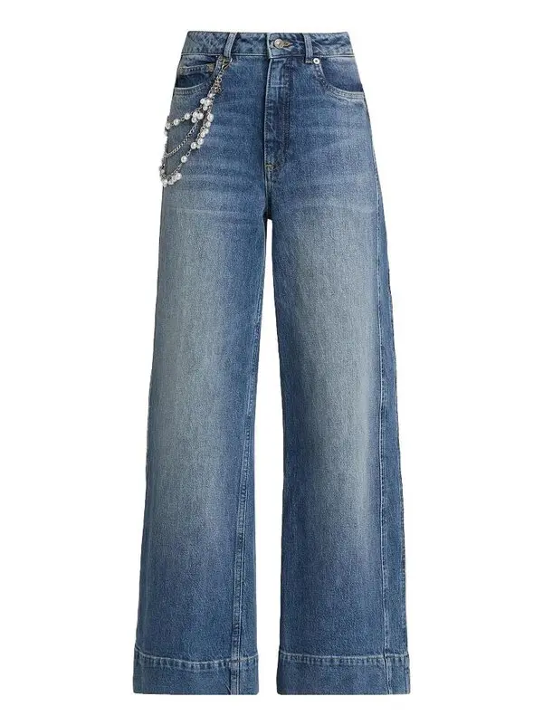 Cinq À Sept Betsy Pearl-chain Stretch-cotton Straight-leg Jeans - Amberstone