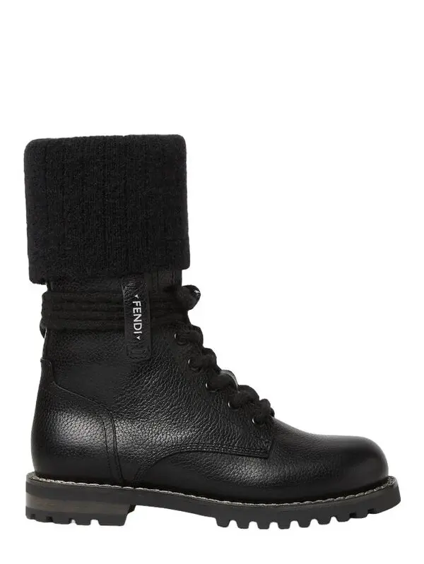 Fendi Commando Leather Combat Boots - Nero