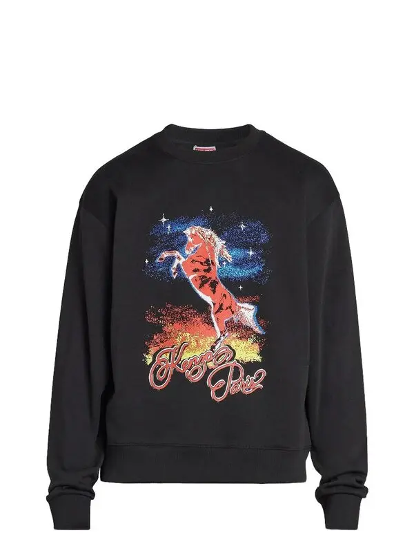 Kenzo Lucky Horses Crewneck Sweatshirt - Black