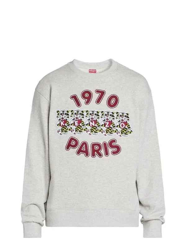 Kenzo Wild Tiger Embroidered Crewneck Sweatshirt - Pale Grey