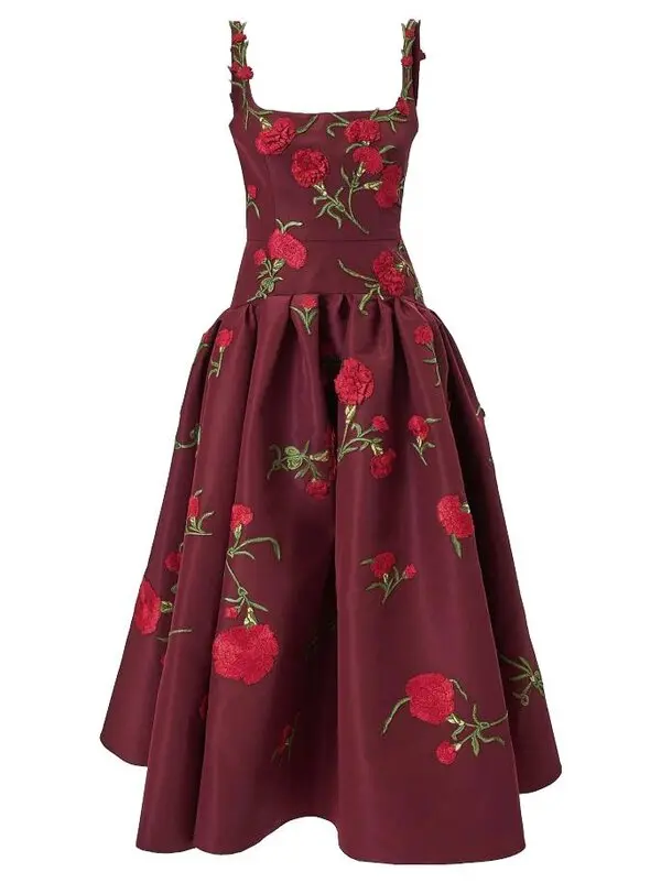 Carolina Herrera Carnation-embroidered Cocktail Dress - Rioja Multi