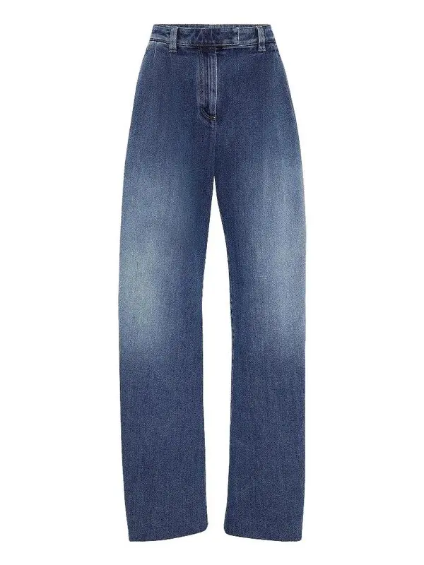 Brunello Cucinelli Comfort Cotton Loose Curved Trousers - Denim