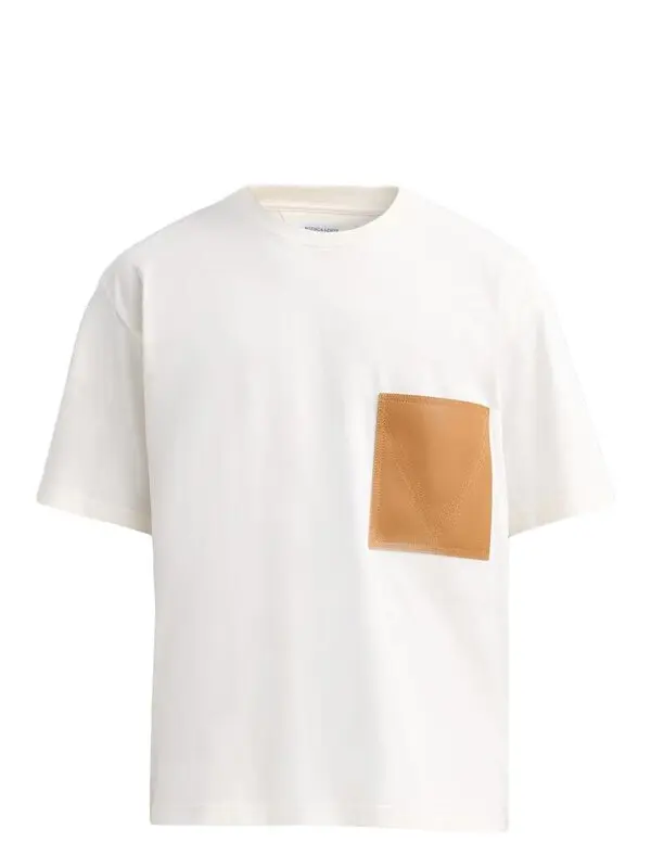 Bottega Veneta Leather Pocket Crewneck T-shirt - Parchment