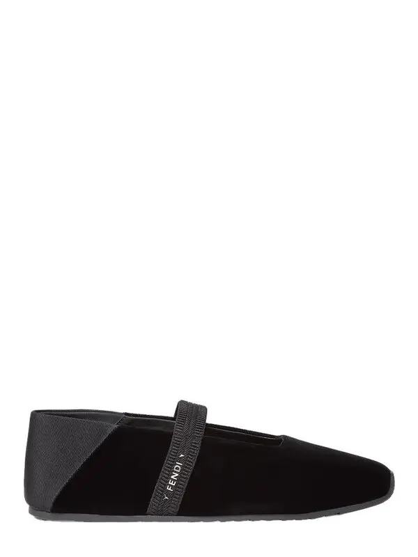 Fendi Academia Velvet Flats - Nero